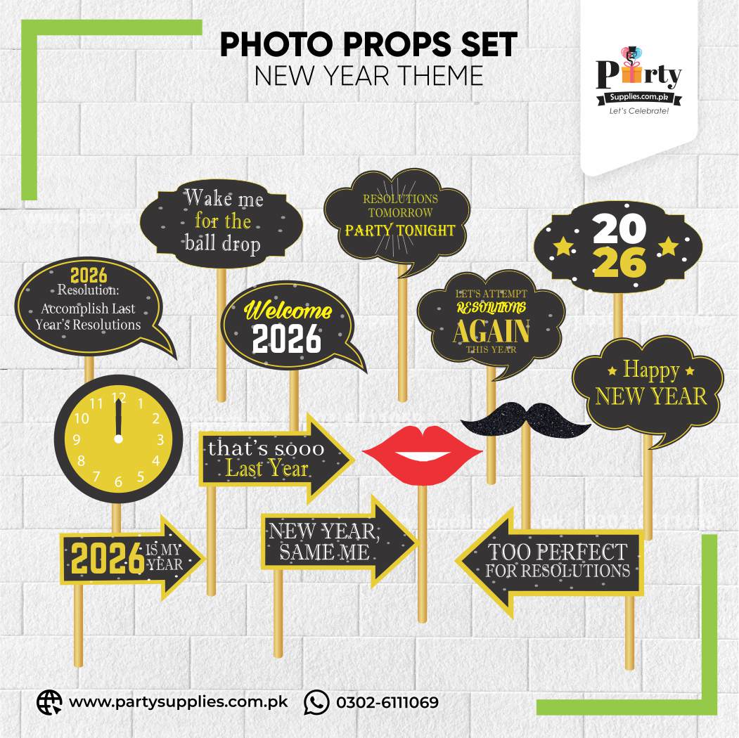 New Year Party Photo Props Set – Fun Celebration Decor – PartySupplies ...