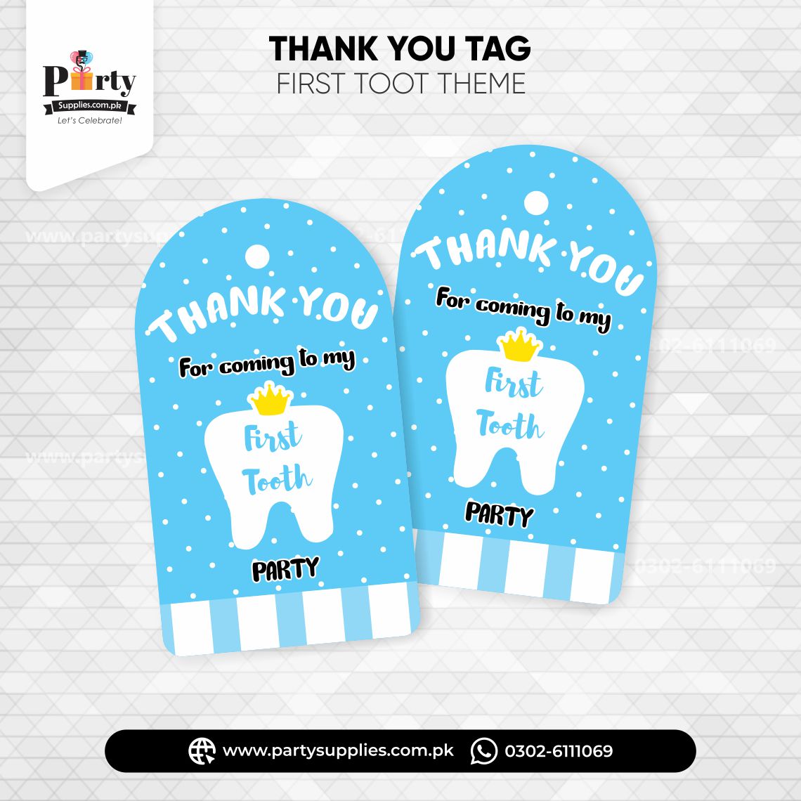 First tooth theme thank you tags (Set of 12pcs) – PartySupplies.com.pk