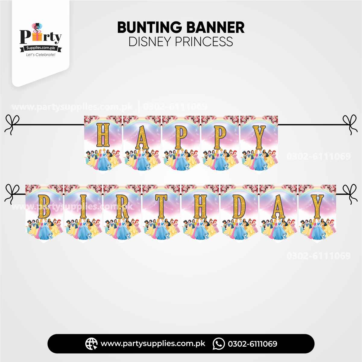 Disney Princess Birthday Banner: 6ft Magical Wall Decor – PartySupplies ...