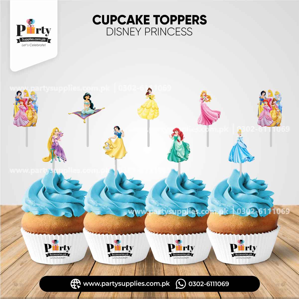 Disney Princess Cupcake Toppers for Birthday Party – PartySupplies.com.pk