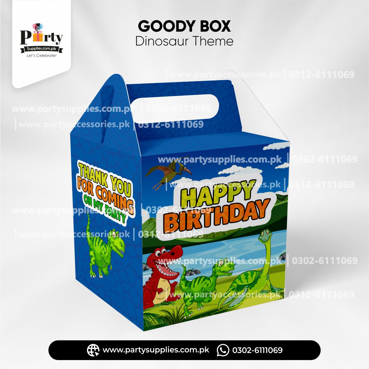 Dinosaur theme Favor / Goody Boxes with handle– PartySupplies.com.pk