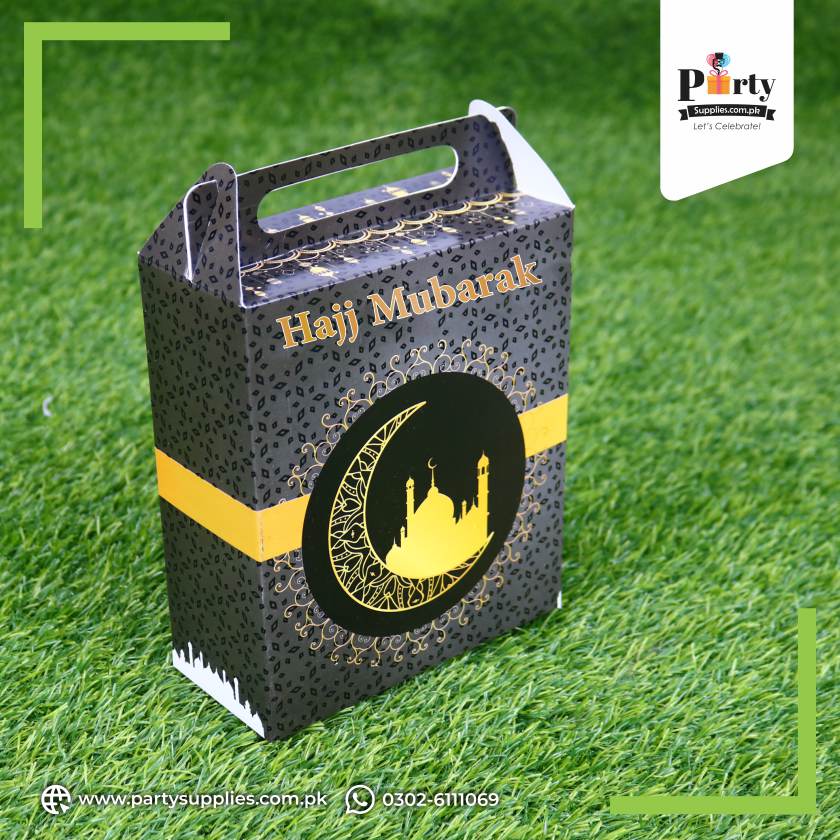 Set of 6 Black Hajj Giveaway Boxes | Elegant Tabaruk Packaging ...