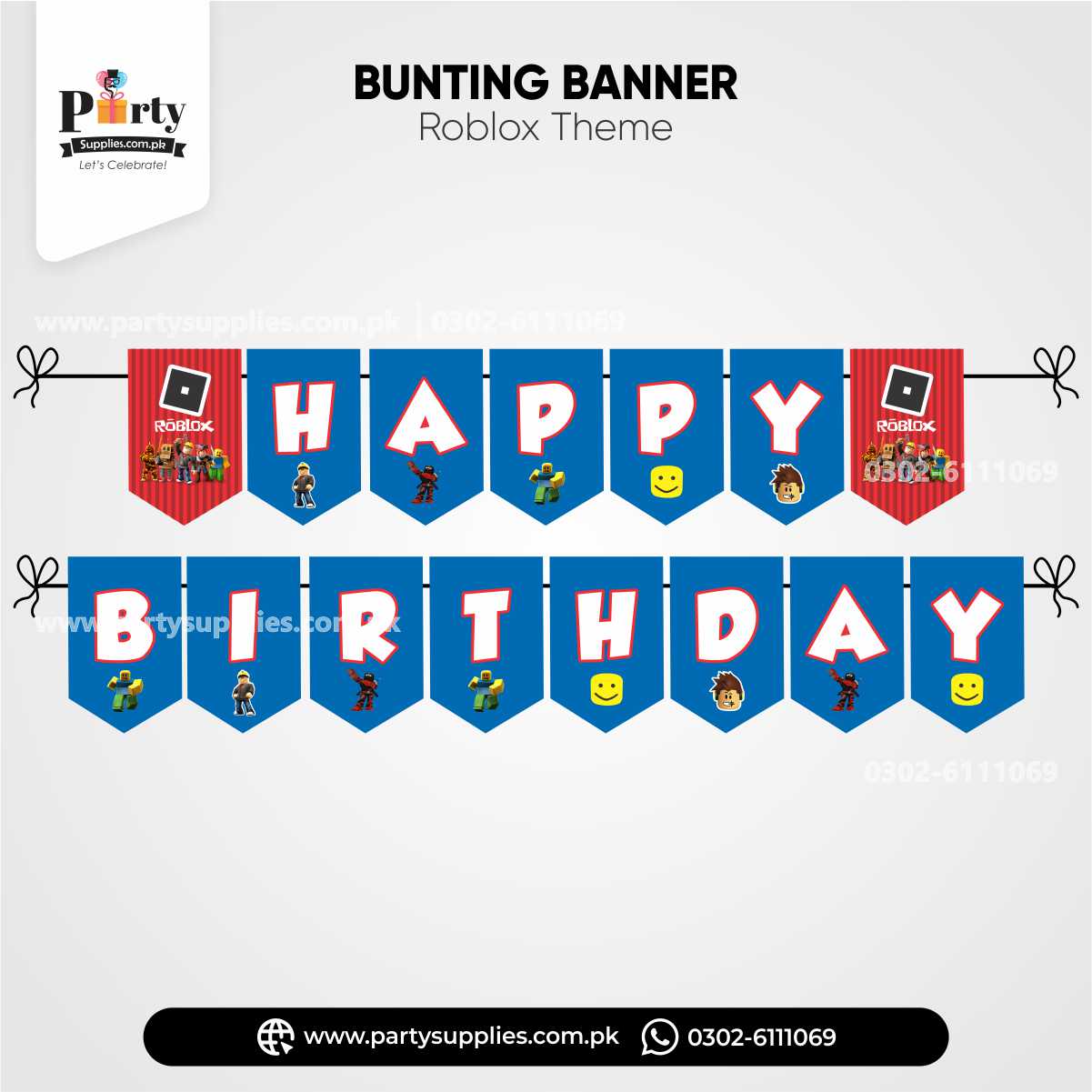 Roblox Birthday Bunting Banner | 6ft Gaming Party Decor – PartySupplies ...