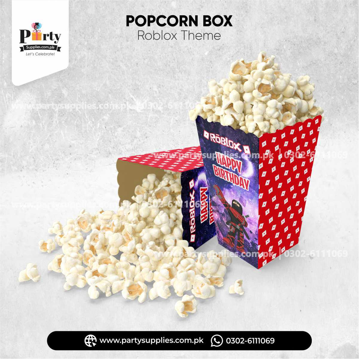 Roblox Popcorn Boxes: Pack of 6 for Birthday Parties – PartySupplies.com.pk