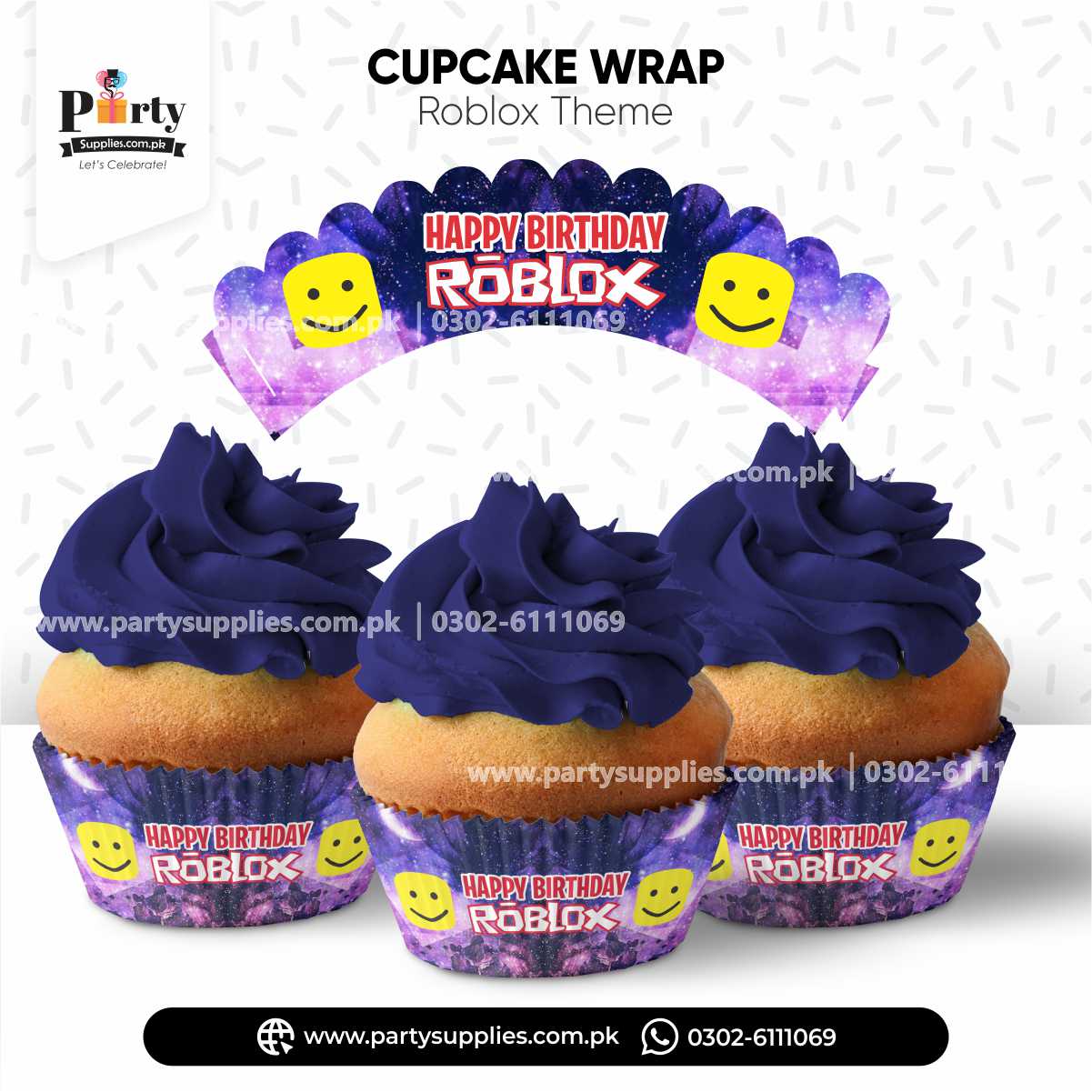 Roblox Cupcake Wraps: 8-Piece Set for Birthday Parties – PartySupplies ...