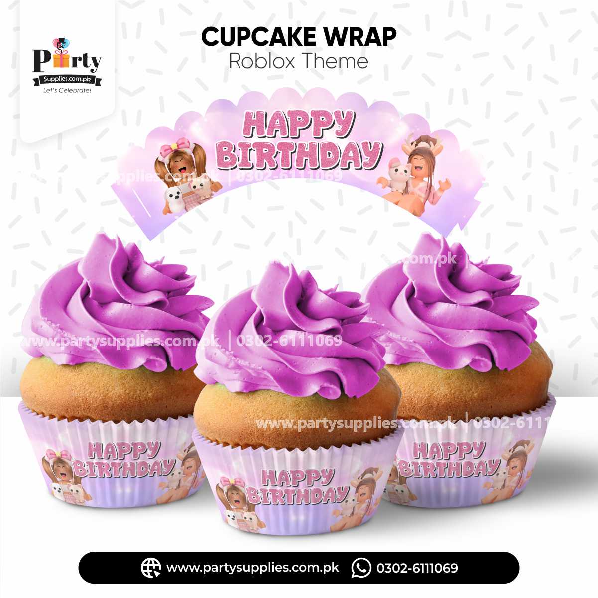Roblox Girl Cupcake Wraps – Fun Birthday Party Decorations ...