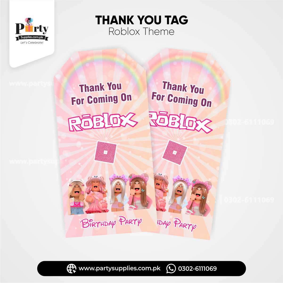 6-Pack Roblox Girl Gift Tags: Perfect for Birthday Parties – PartySupplies.com.pk