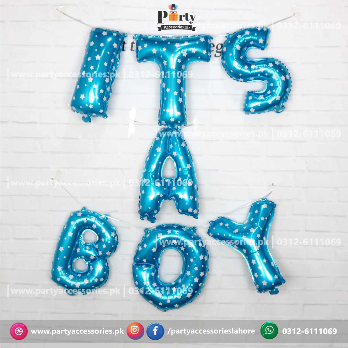 Its a Boy Blue letter Foil balloon set | Blue hearts printed foil ball ...