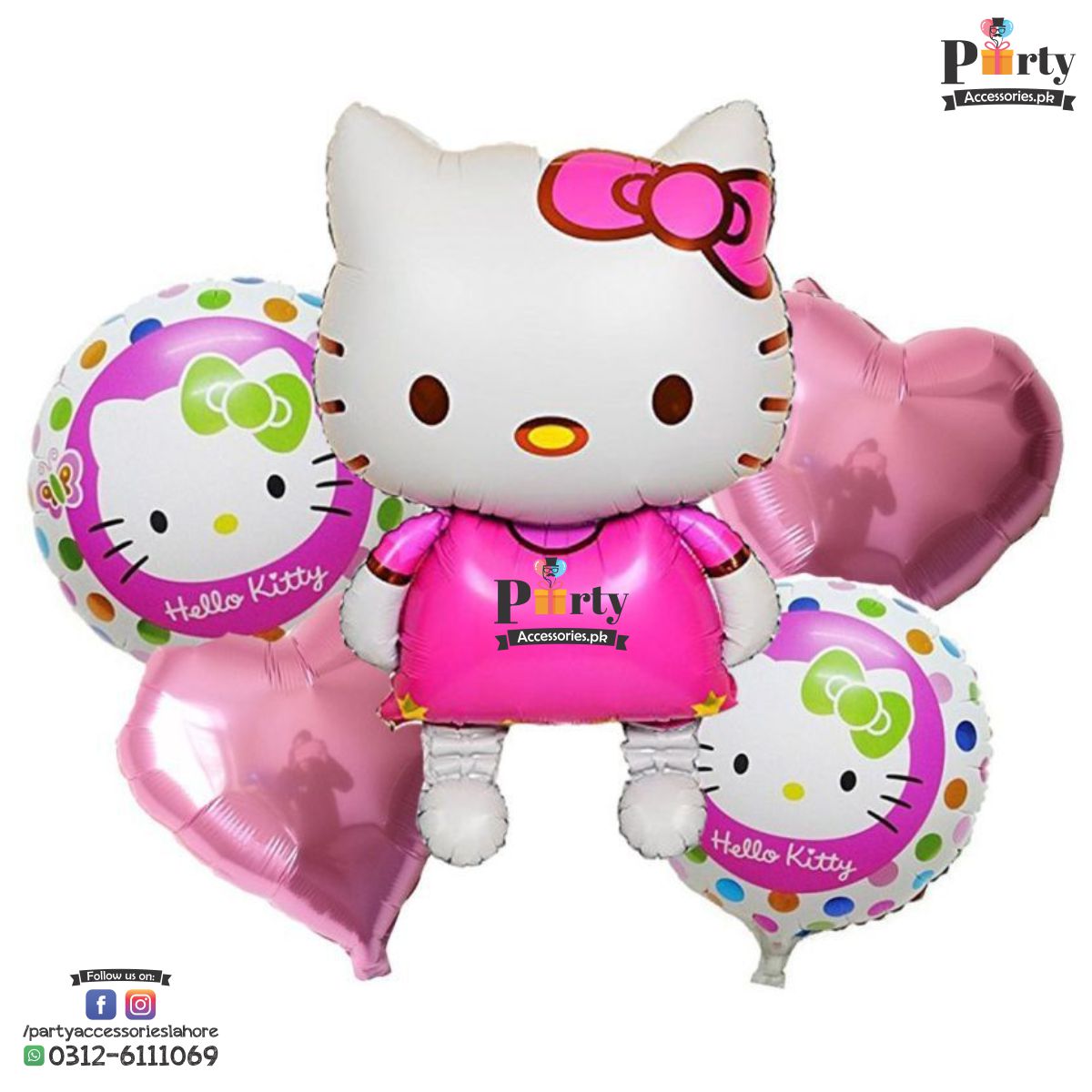 Hello Kitty Foil Balloons Set: 5-Piece Birthday Party Decor ...