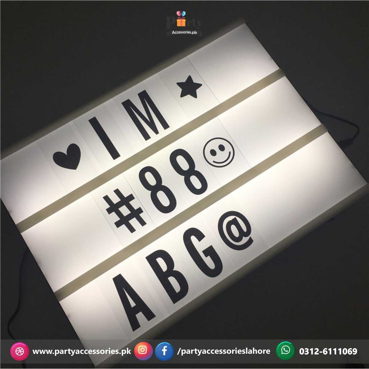 Cinematic LED letters light box | A4 size– PartySupplies.com.pk