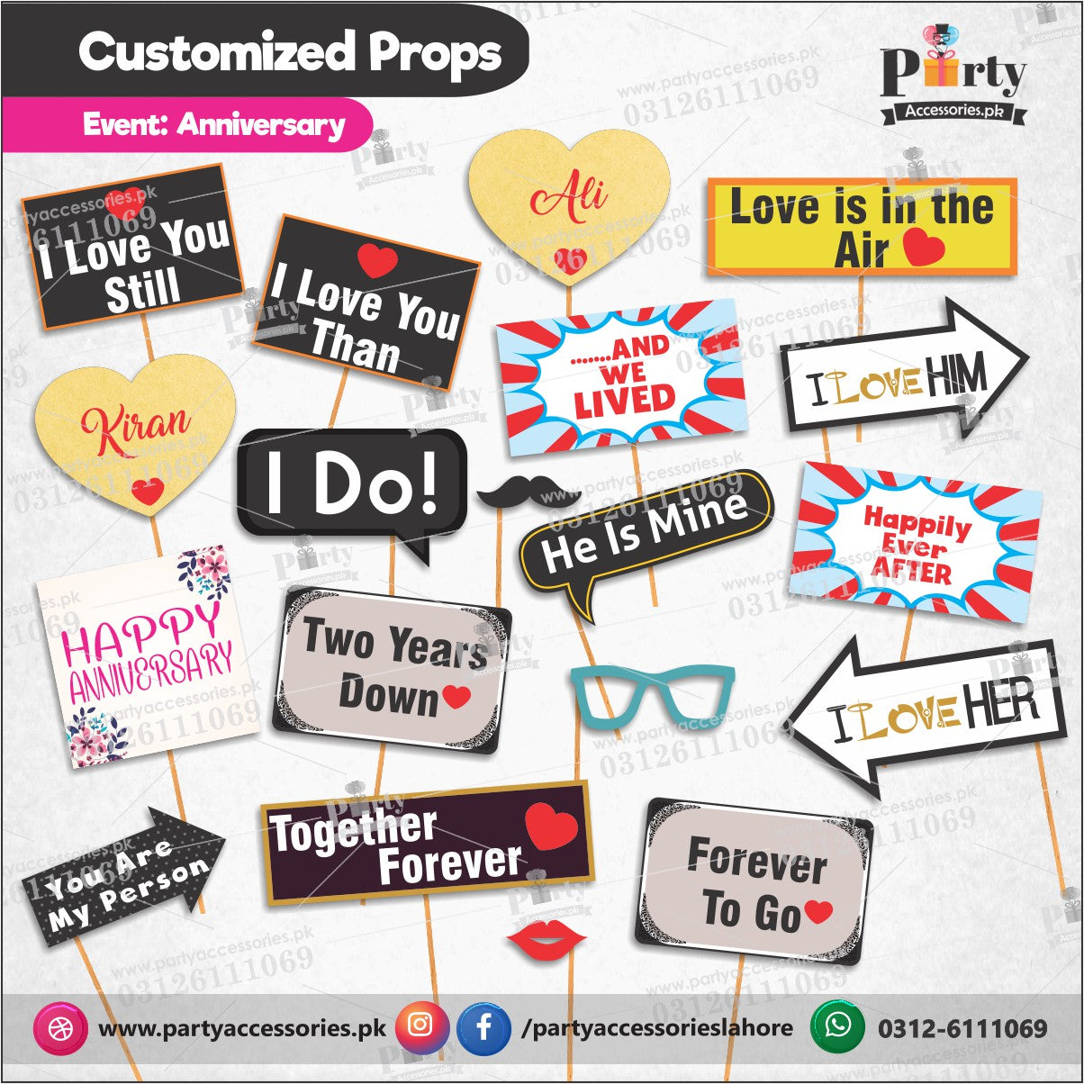 Photo Props Set For Anniversary | Celebration– PartySupplies.com.pk
